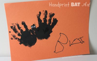 Fall/Halloween Handprint Bat Art