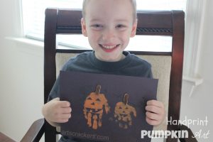 Fall/Halloween Handprint Jack-O-Lantern Pumpkin Art