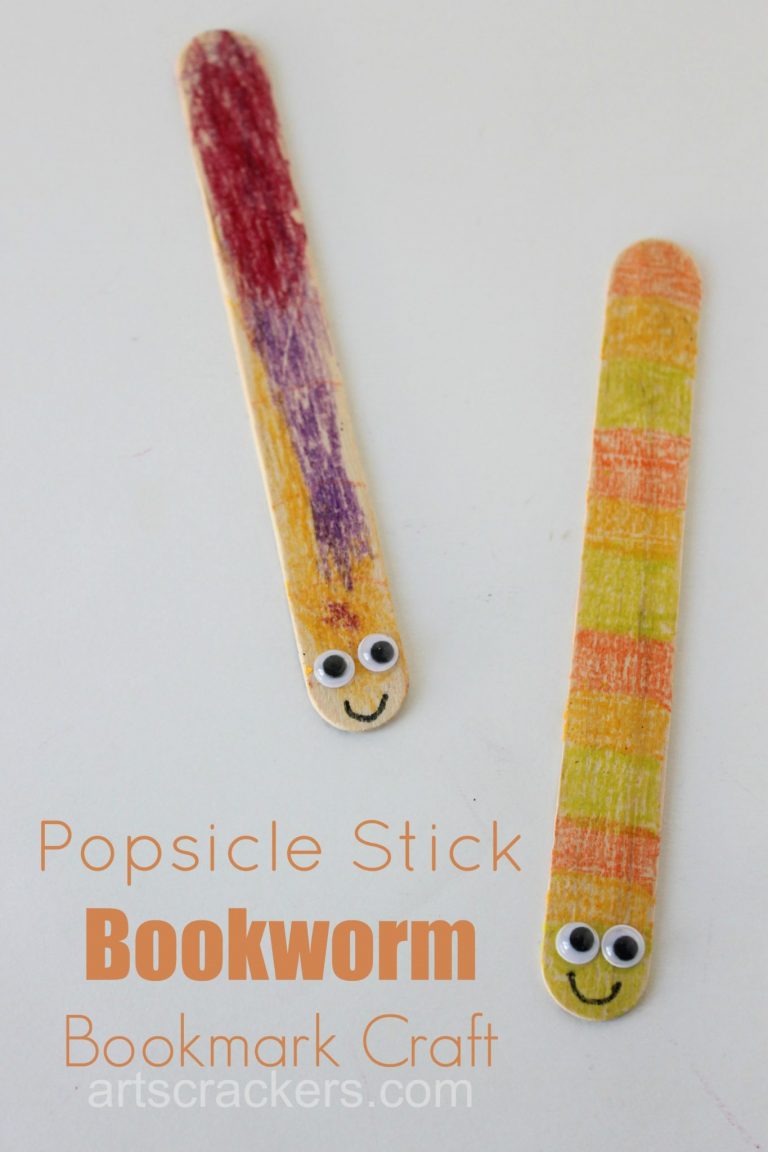 Popsicle Stick Bookworm Bookmark Craft