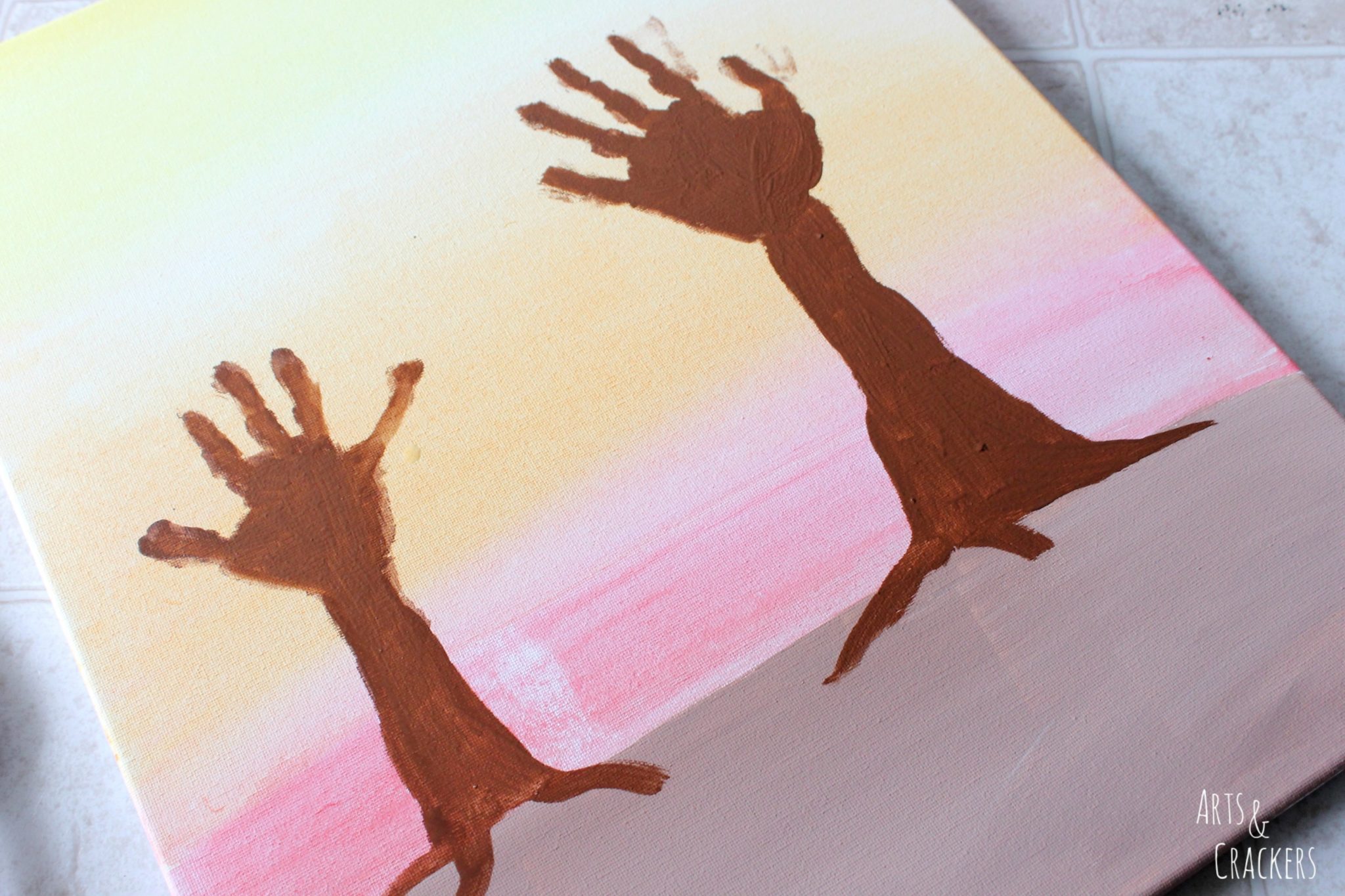 Handprint Tree and Leaf Canvas Art