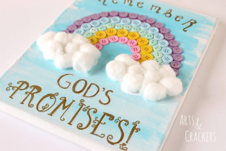 DIY Rainbow Button Canvas Art