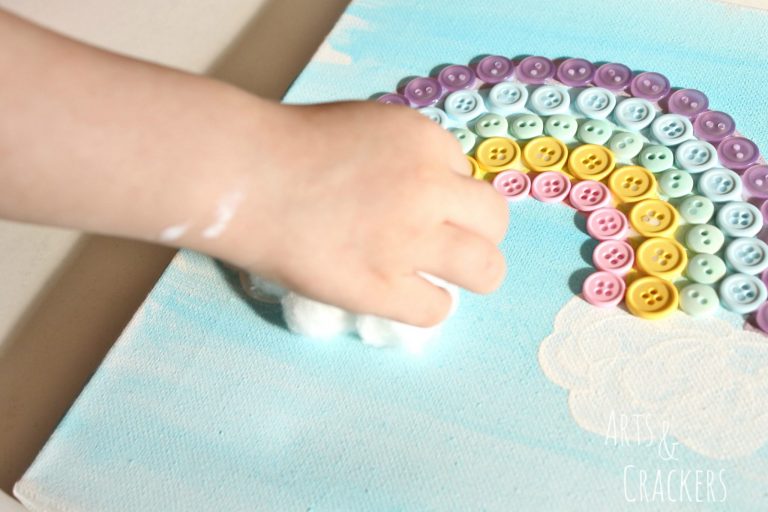 DIY Rainbow Button Canvas Art
