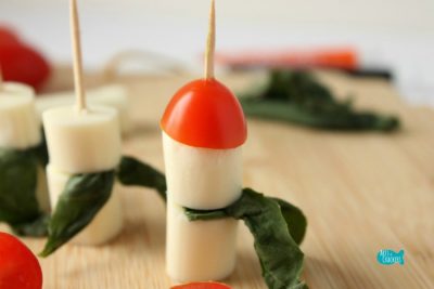 String Cheese Snowman Caprese Salad Appetizer Recipe