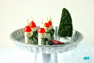String Cheese Snowman Caprese Salad Appetizer Recipe