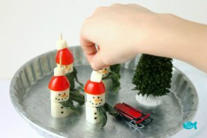 String Cheese Snowman Caprese Salad Appetizer Recipe