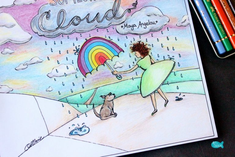 "Be a Rainbow in Someone's Cloud" Quote Coloring Page for Adults