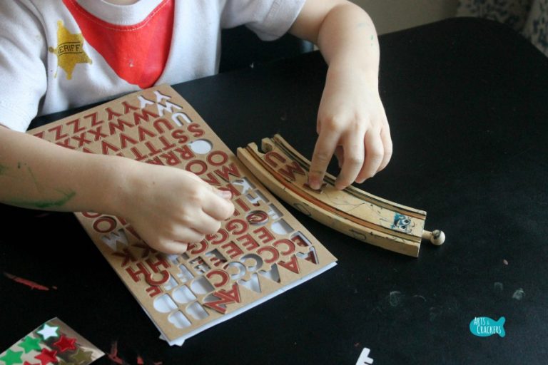 Race Car Wooden Train Tracks Craft for Kids - Arts and Crackers