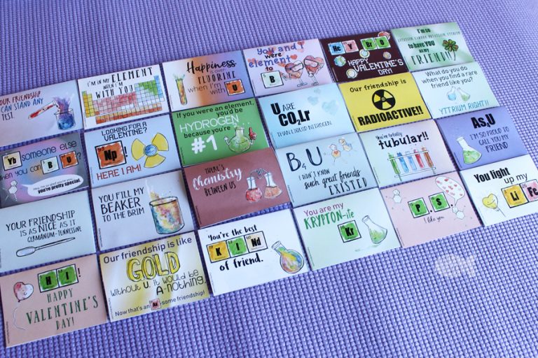 Printable Chemistry Valentines for Kids (with Chemistry Facts!)