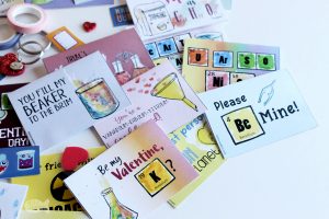 Printable Chemistry Valentines for Kids (with Chemistry Facts!)